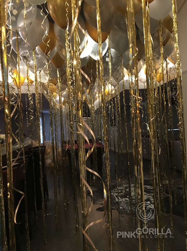 HELIUM CEILING BALLOONS WITH SPECIALTY RIBBONS - Pink Gorilla Balloons