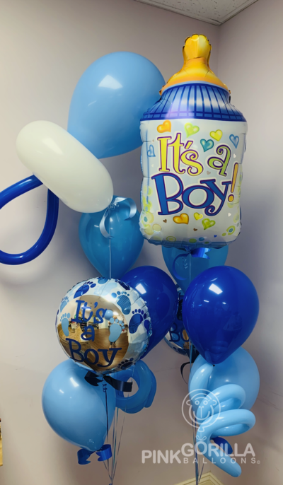 JUMBO BABY BOY BALLOON BOUQUET - Pink Gorilla Balloons