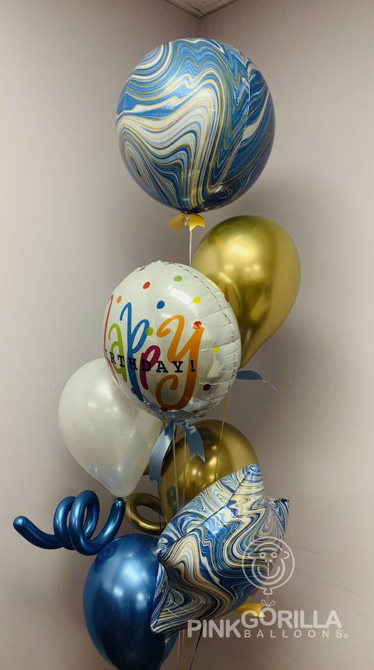 BLUE SPECIAL BIRTHDAY BALLOON BOUQUET - Pink Gorilla Balloons