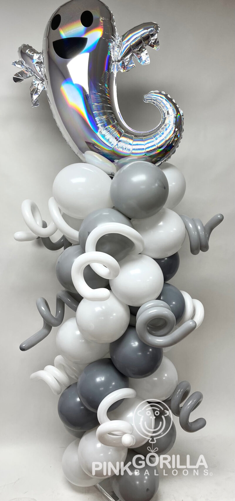 balloon halloween column with ghost topper - Pink Gorilla Balloons
