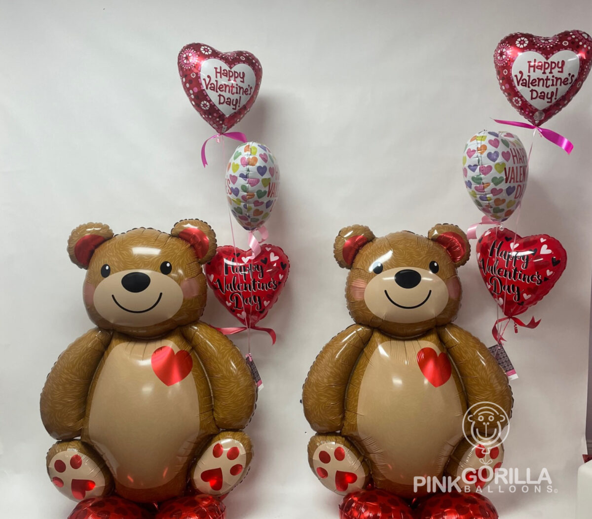 teddy bear valentine balloons - Pink Gorilla Balloons